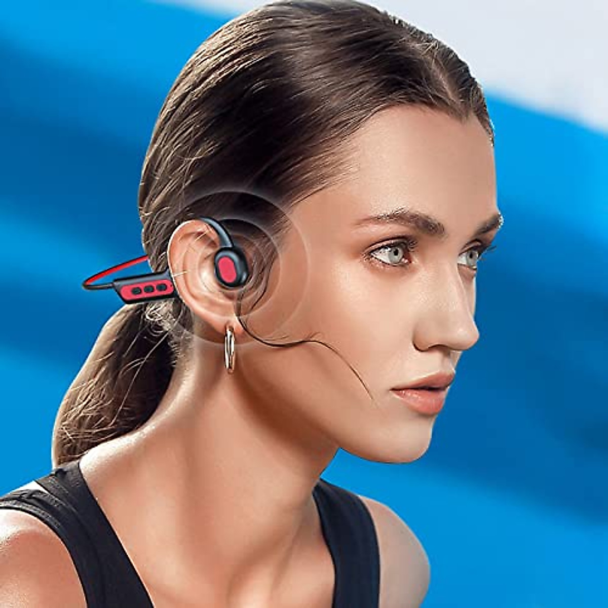 Bluetooth Headphones Noise Canceling - Bone-Conduction Headphones Bluetooth with Mic, Wireless Earphones, Open-Ear Waterproof Sport Headsets for Running Cycling Yoga Hiking