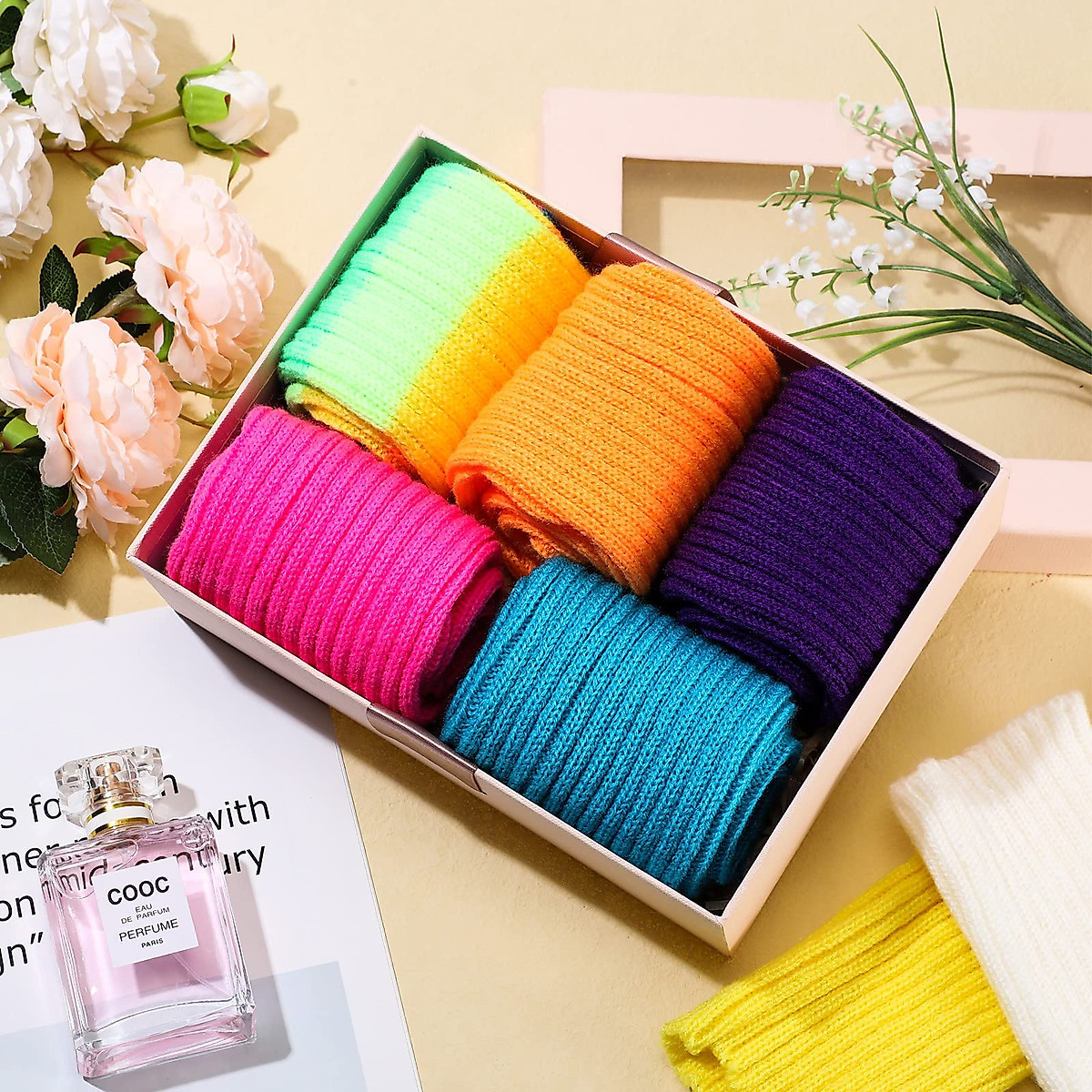 SATINIOR Women Knit Leg Warmers 80s Ribbed Leg Warmers Eighty's Neon Leg Warmers Costume Hot Tall Leg Warmers for Sports(Mixed Color, 18 Pairs)