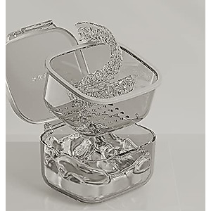 Retainer Case, Retainer Cleaner Case, Unique Denture Bath with Drain Tray, Suitable for Dentures, Denture Bridges, Partial Dentures, Traditional Braces, Etc. (Black)