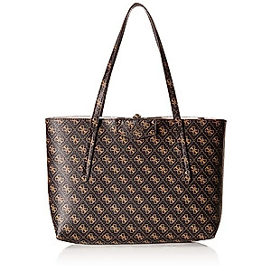 GUESS Womens Eco Brenton tote, Brown Logo, One Size US