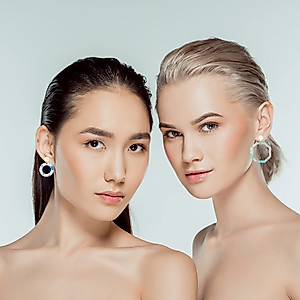 Duufin 28 Pairs Acrylic Earrings Resin Drop Dangle Statement Earrings Set Mottled Acrylic Hoop Earrings Polygonal Fashion Earrings for Women