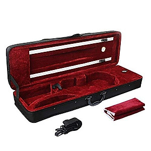 FINO 4/4 Full Size Violin Case Professional Oblong Violin Hard Case with Built-in Hygrometer,Super Lightweight Portable Carrying Bag Slip-On Cover with Backpack Straps,Black