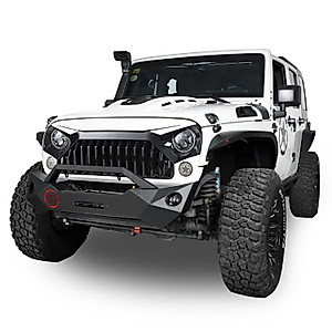 u-Box for Jeep Wrangler JK 07-18 Front and Rear Bumpers Combo w/Tire Carrier & Winch Plate & Hitch Receiver