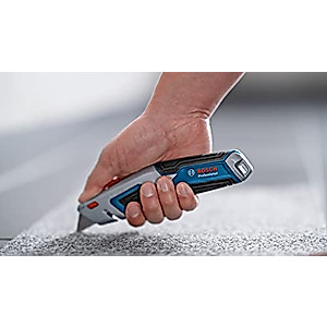 Bosch Professional 1600A01V3H Universal Knife with a Retractable Compartment in The Handle (incl. Three Trapezoid Blades), Blue