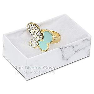 TheDisplayGuys 100-Pack #21 Cotton Filled Cardboard Paper Jewelry Box Gift Case - Marble White (2 5/8" x 1 5/8" x 1")