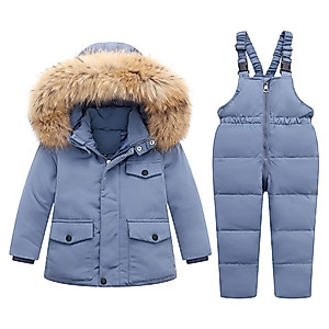 Balipig 2-piece Baby Ski-suits Winter Snowsuit with Removable Fleece Hood Nylon Outfit Down Suit for 4-5 Years