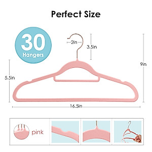 DUDUCOFU Velvet Hangers Non Slip Felt Hangers, 30 Pack Pink Velvet Hangers Clothes Hangers Space Saving Slim Hangers with 360 Degree Swivel Hook for Suits Coats, Jackets, Pants, and Dress Clothes