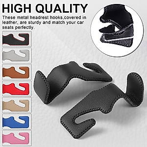LivTee Black Superior Leather Car Seat Back Headrest Hook, Auto Seat Hook Hangers Interior Accessories for Purse Coats Umbrellas Grocery Bags Handbag, 2-Pack