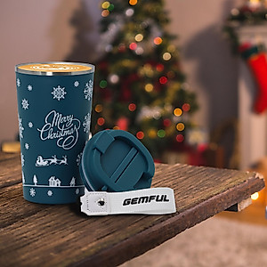 GEMFUL Travel Coffee Mug 17 oz Tumbler Gifts Screw Top Termos Fits in Car Cup Holder for Lover Female or Male