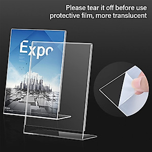 Relx Acrylic Sign Holder 8.5 x 11, Acrylic Display Stand for Display, Slant Back Acrylic Display Stand, Clear Frames Plastic Sign Holder for Store, Restaurant (12 Pack)