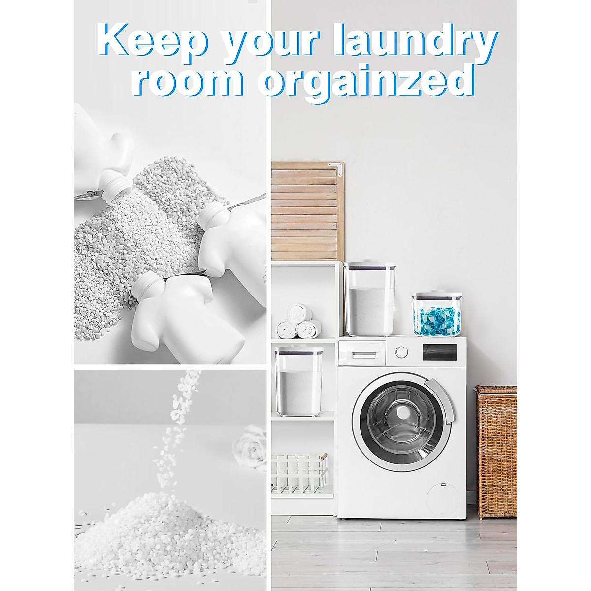 LivLab Laundry Pod Container - 260 Capacity Laundry Detergent Pod Bin with Lid for Laundry Room Organization, Laundry Detergent Dispenser, Translucent