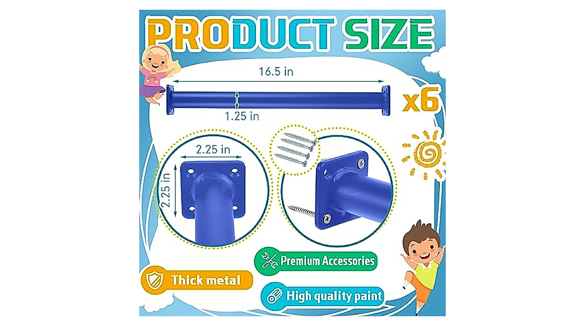 Set of 6 Monkey Bars for Backyard Playground Fun