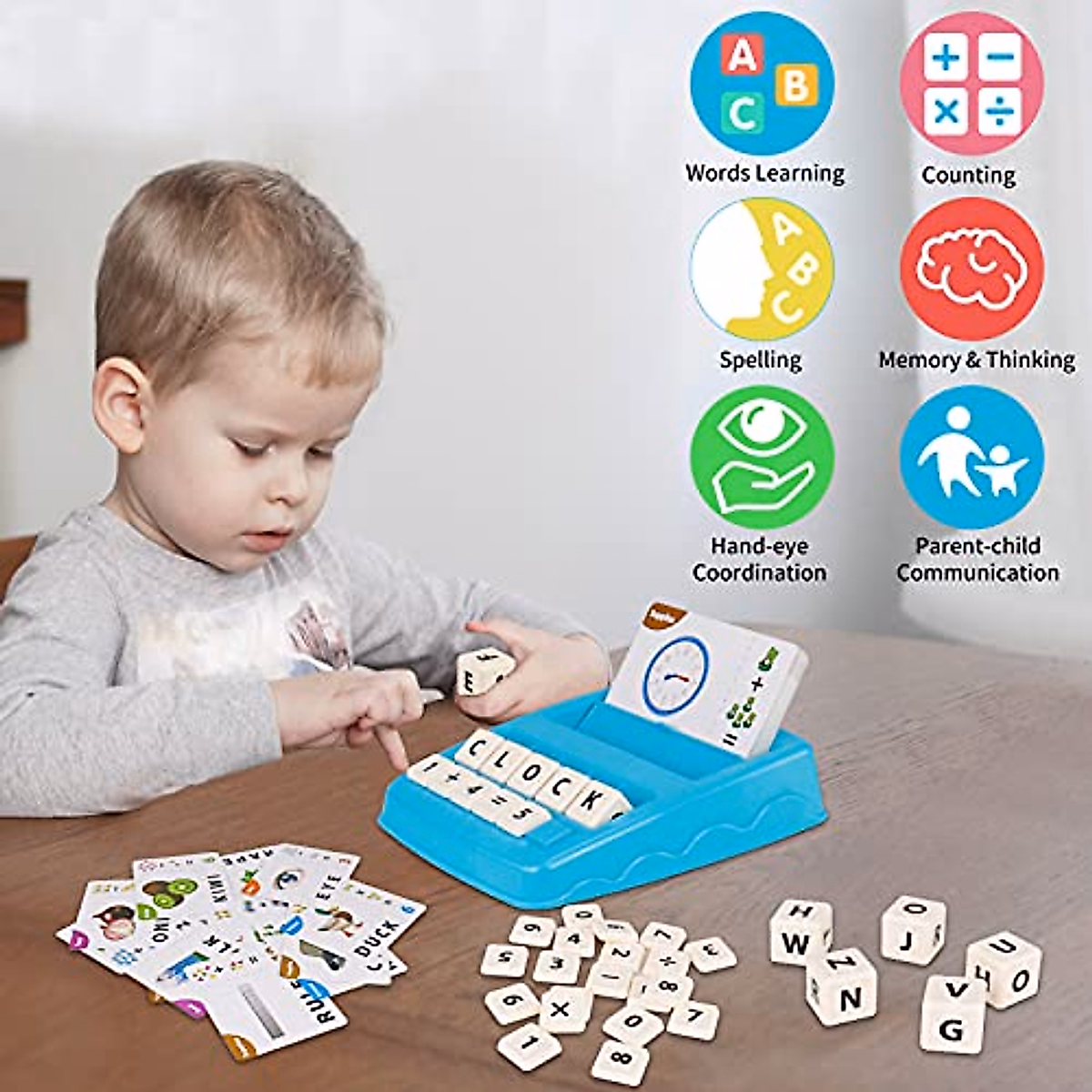 DEGIDEGI Matching Letter Games for Kids Age 3-8, 2 in 1 Spelling & Reading Educational Toys Flash Cards Number & Color Recognition Preschool Learning Sight Words Toys Birthday Gift for Toddlers
