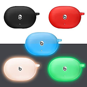 Fintie Silicone Case for New Beats Studio Buds, Shockproof Earbuds Cover with Keychain Carabiner Support Wireless Charging (Black)