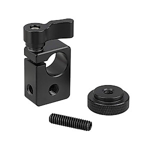 CAMVATE 15mm Single Rod Clamp Adapter with Black Thumbscrew Locking Knob (2 Pieces) - 2217
