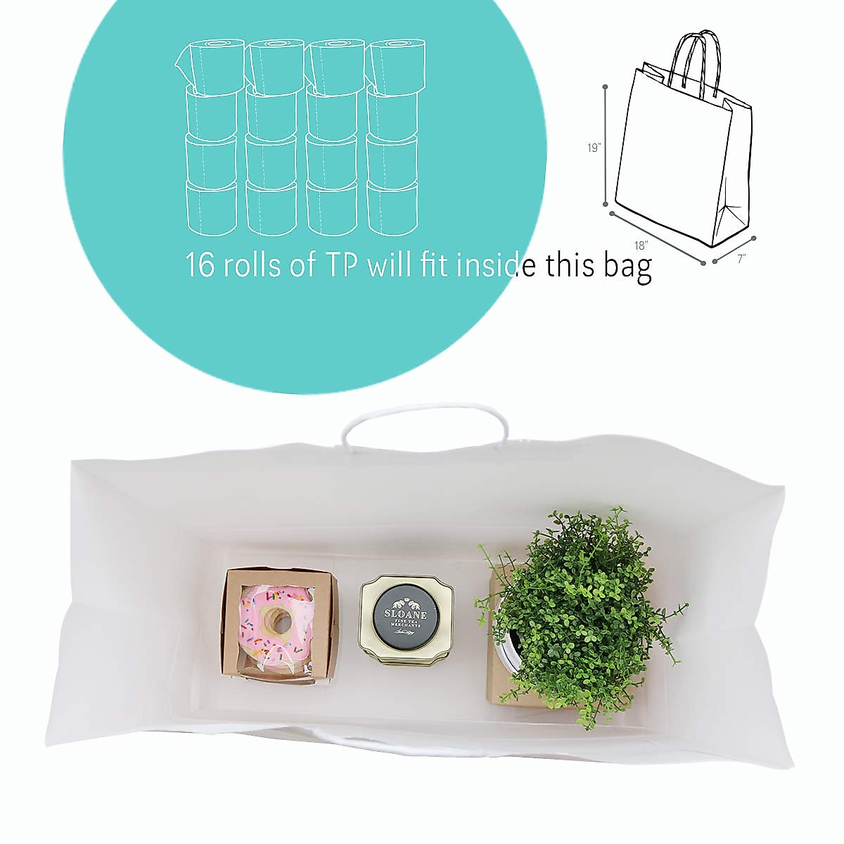 50 Pcs White Paper Bags with Handles, Small Gift Bags in bulk, Kraft Bags, Retail Bags, Merchandise Bags, Shopping Bags, For Weddings, Birthdays, Small Business - 18 x 7 x 19 Inches – Creative Bag