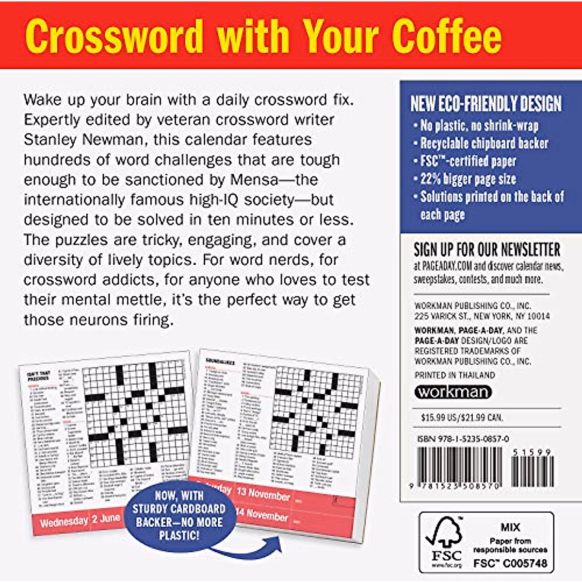 Mensa 10-Minute Crossword Puzzles Page-A-Day Calendar 2021