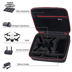 Smatree Carrying Case Compatible for DJI Spark Fly More Drone, 5.5L Hard Shell Travel Case for DJI Spark Drone,3 x Spark Intelligent Flight Batteries,Battery Charger,Remote Controller and Accessories