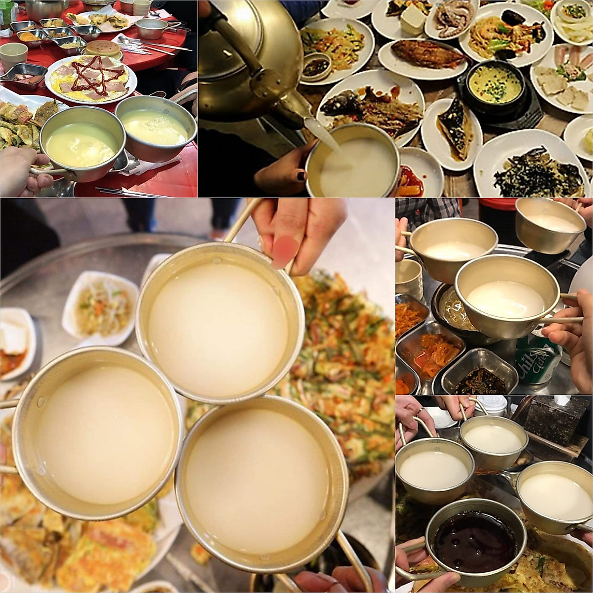 TULGIGS 4 pcs of Single-handed Nickel Silver Makgeolli Bowl, Korea Raw Rice Wine Glass Dongdongju Cup Made in Korea