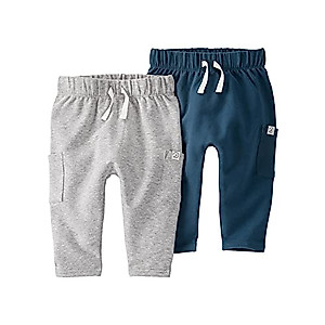 little planet by carter's unisex-baby 2-pack Pants made with Organic Cotton, Navy/Heather, 12 Months