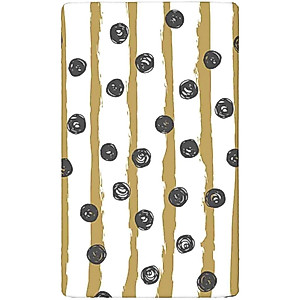 Polka Dot Themed Fitted Mini Crib Sheets,Portable Mini Crib Sheets Soft Toddler Mattress Sheet Fitted-Crib Mattress Sheet or Toddler Bed Sheet,24“ x38“,Pale Brown Charcoal Grey