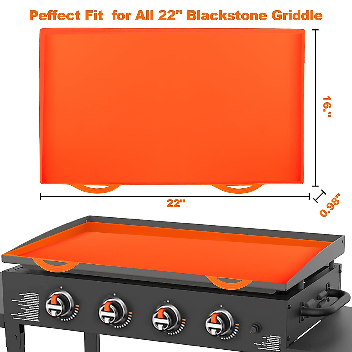 28” Blackstone Griddle Cover Silicone Griddle Mat for 28 Inch Blackstone Griddle, Heavy-Duty Food Grade Silicone Mat to Protect from Pollen, Debris and Rust, All-Season Protective Griddle Cover