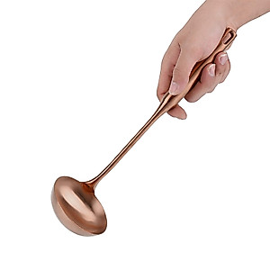 Stainless Steel Ladle Spoon Kitchen Turner, Big Soup Ladle Useful Kitchen Turner Cooking Tool Utensil Tool (Soup Ladle-Rose Gold)