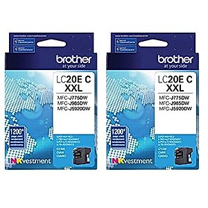 Brother LC20EC Super High Yield Cyan Ink Cartridge - 2 Pack