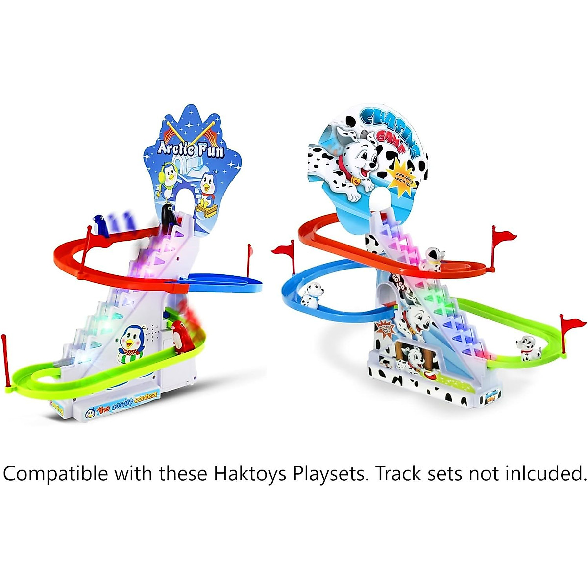 Haktoys Replacement or Additional Parts, Dalmatian Dog Figurines – for The Spotty Dog Slide Toy Race Track Set (Pack of 3)