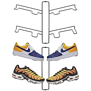 mDesign Modern Metal Shoe Organizer Display & Storage Shelf Rack - Hang & Store Kicks, Running, Basketball, Trainers, Tennis Shoes - 2 Tier, Hold 4 Shoes on Each Wall Mount Unit, 2 Pack, Graphite Gray