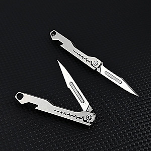 SZHOWORLD Titanium Alloy Keychain Utility Knife, Small Folding Pocket Knife for Women Men with Extra 10PCS #11 Blades