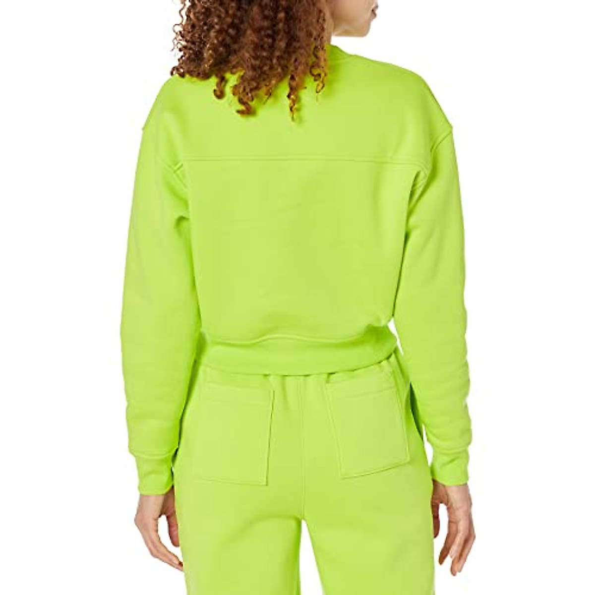 Amazon Essentials Women's Crop Drop Shoulder Sweatshirt (Available in Plus Size), Lime Green, Medium