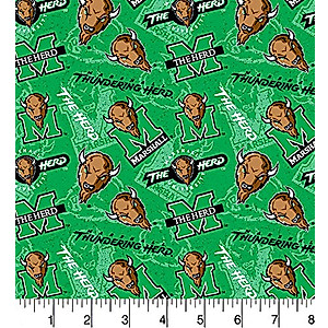 SYKEL ENTERPRISES Marshall University Cotton Fabric with New Tone ON Tone Design Newest Pattern