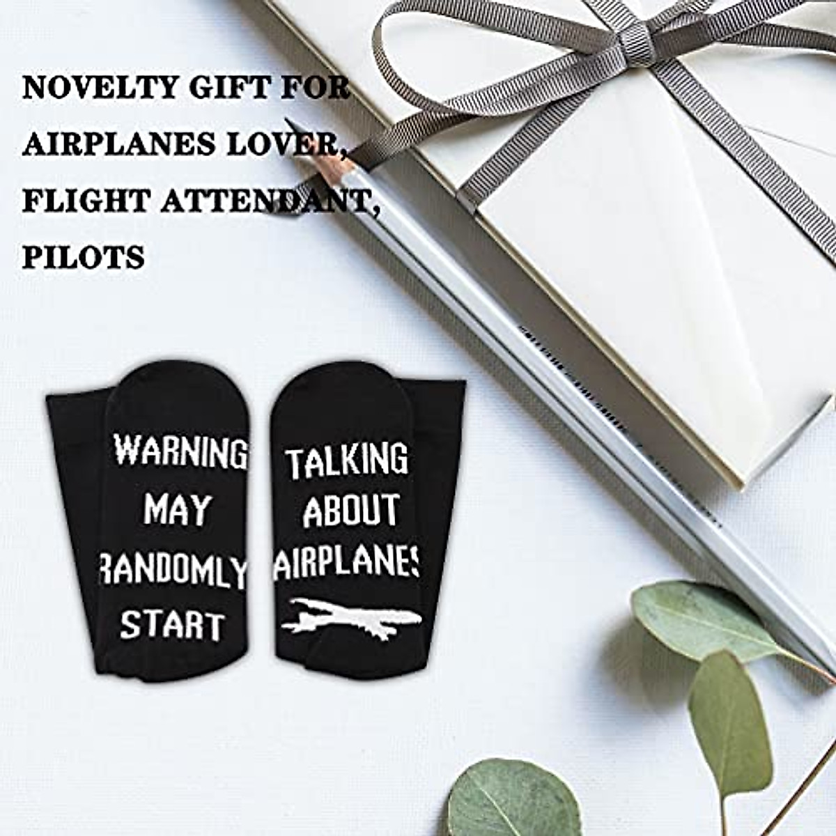 2PAIRS Funny Airplane RC Pilot Flying Gift Warning May Randomly Start Talking About Airplanes Socks (Talking About Airplanes)