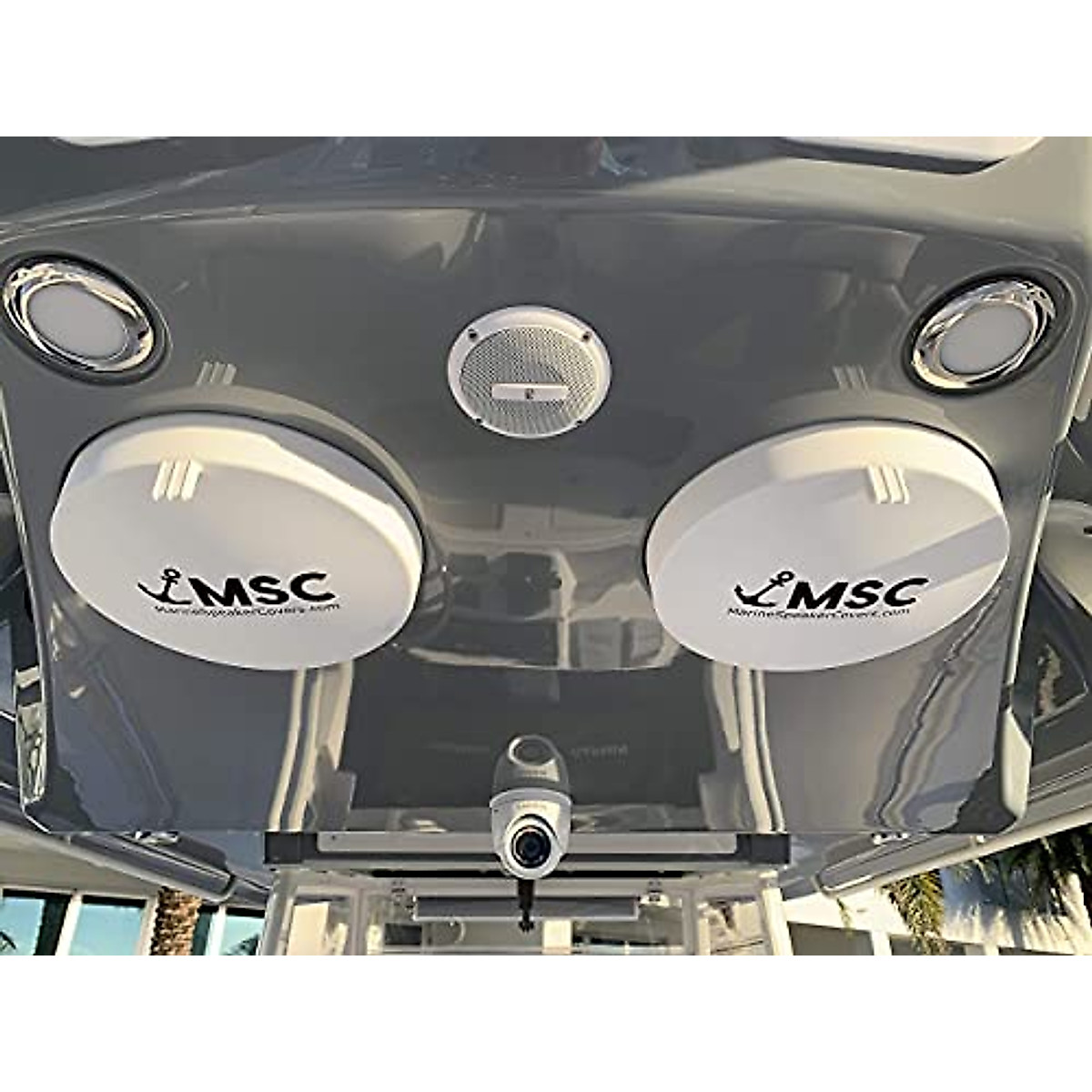 Marine Speaker Covers 10 inch | Sun, Water, Dust Protection | Patented, Military-Grade Silicone Design | Black Logo