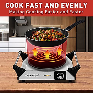 Techwood Hot Plate Portable Electric Stove (Stainless Steel, Infrared Ceramic Hot Plate)
