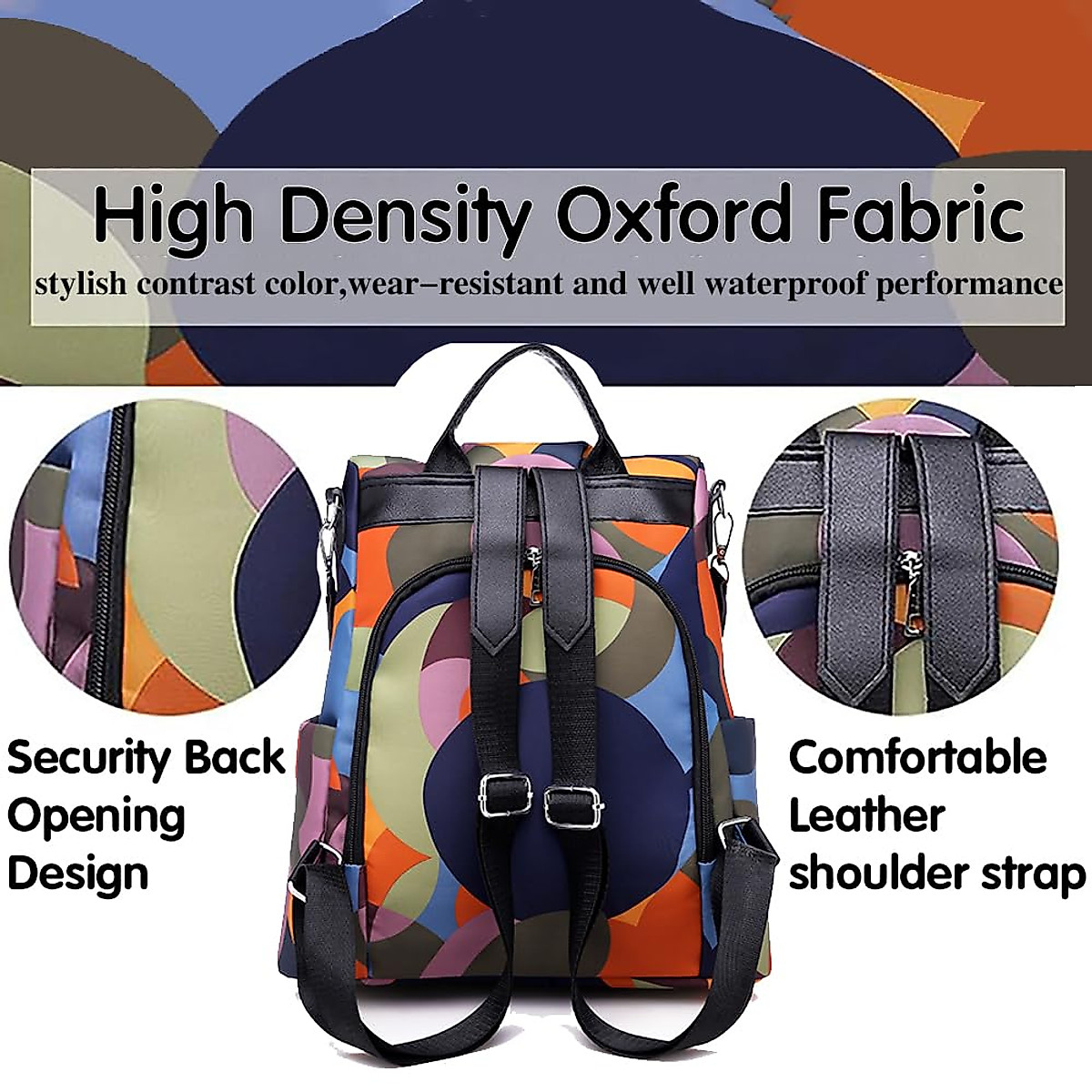 COFIHOME HAOOT Fashion Backpack for Women Waterproof Rucksack Daypack Anti-theft Shoulder Bag Handbag Casual Travel Bag Hiking Backpack Purse with Pom Pom Keychain