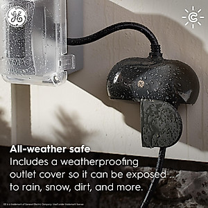 GE CYNC Outdoor Smart Plug, Bluetooth and Wi-Fi Outlet Socket, Works with Alexa and Google Home, Weather Resistant Plug, Voice Control Outlet (1 Pack)