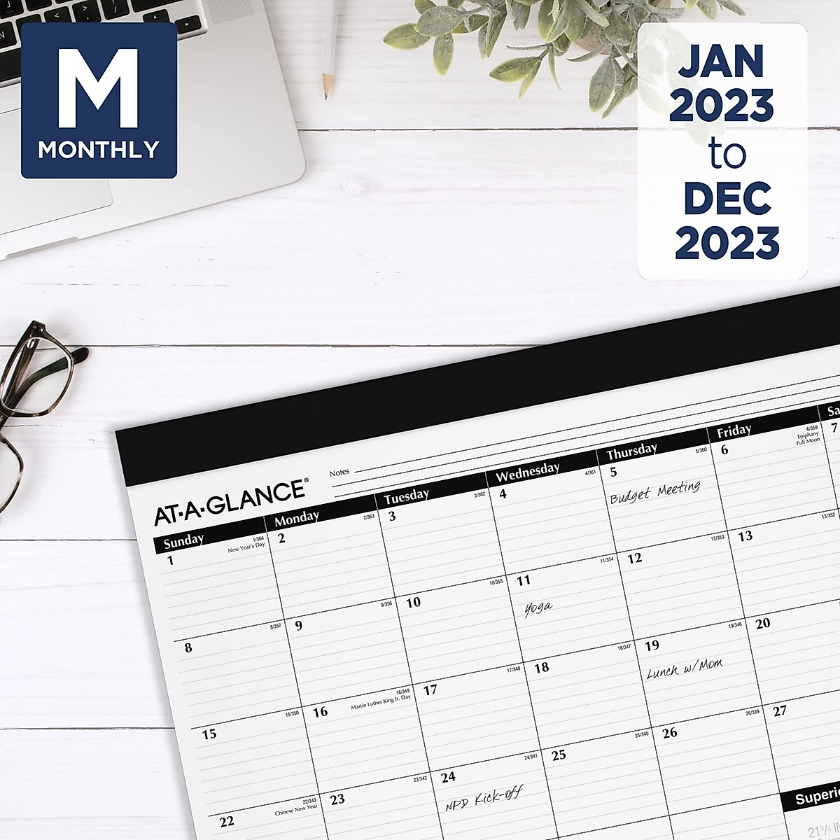 AT-A-GLANCE 2023 Monthly Desk Calendar, Desk Pad, 21-3/4" x 17", Standard, Refillable (SK2200)