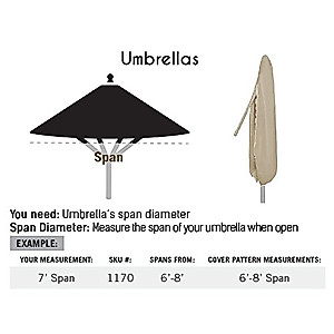 Protective Covers Weatherproof Umbrella Cover, 6 x 8 Feet, Tan - 1170-TN