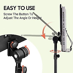 CAHAYA Portable Sheet Music Stand: 3 in 1 Dual-use Sheet Music Stand & Desktop Book Stand Adjustable 31.4–55.9 in with Book Stand Support, Carrying Bag