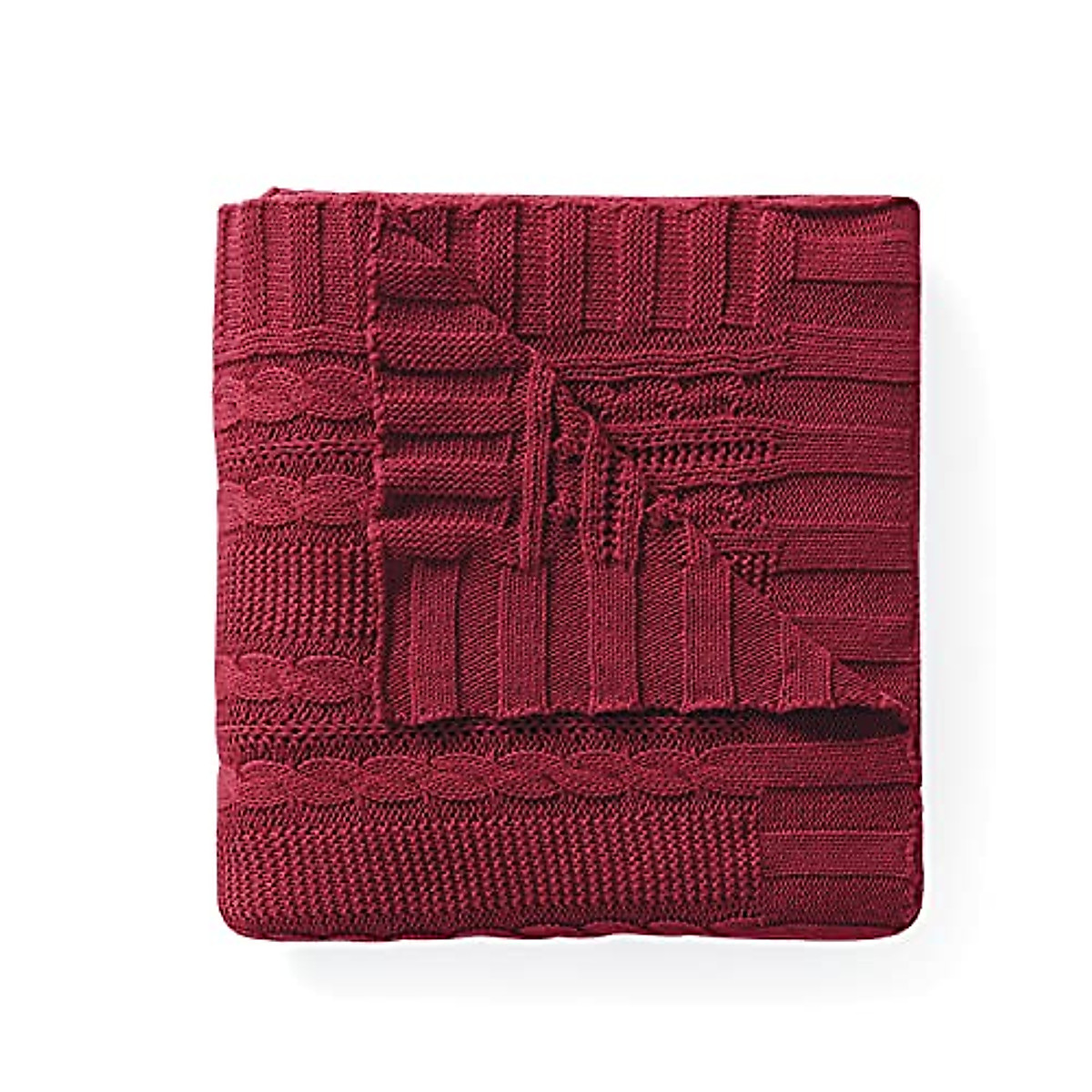 VCNY Home | Dublin Collection | Throw Blanket - 100% Cotton in Cable Knit Weave, Ultra Plush, Luxuriously Warm - for Bed, Couch, or Chair, Throw, Red 50x70