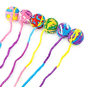 CHIWAVA 6 Pack 20" Woolen Yarn Cat Toys Ball with Bell 2" Large Indoor Cat Toy Balls Kitten Interactive Toys
