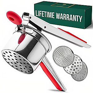 Bellemain Potato Ricer 15 oz with 3 Interchangeable Discs | Mash Potato Masher Stainless Steel, Sweet Potato Masher Kitchen Tool | Spaetzle Maker Press, Khuon Banh Lot, Spaetzle Noodle Maker