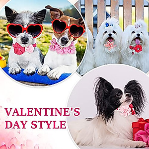 40 Pcs Girl Puppy Collars Pink Dog Collar Adjustable Collar Small Middle Dogs Cats Rose Red Pink Dog Accessories Embellishment Decor for Wedding Birthday Parties Grooming Pet Collar Accessories