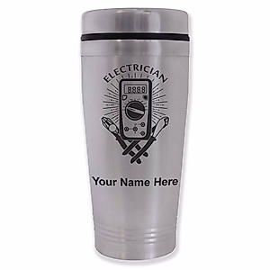 LaserGram 16oz Commuter Mug, Electrician, Personalized Engraving Included