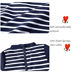 UMELOK Newborn Boys UPF 50+ Sun Protectied Swimsuit with Snap Bottom (Blue,Stripes 0-3 Months)