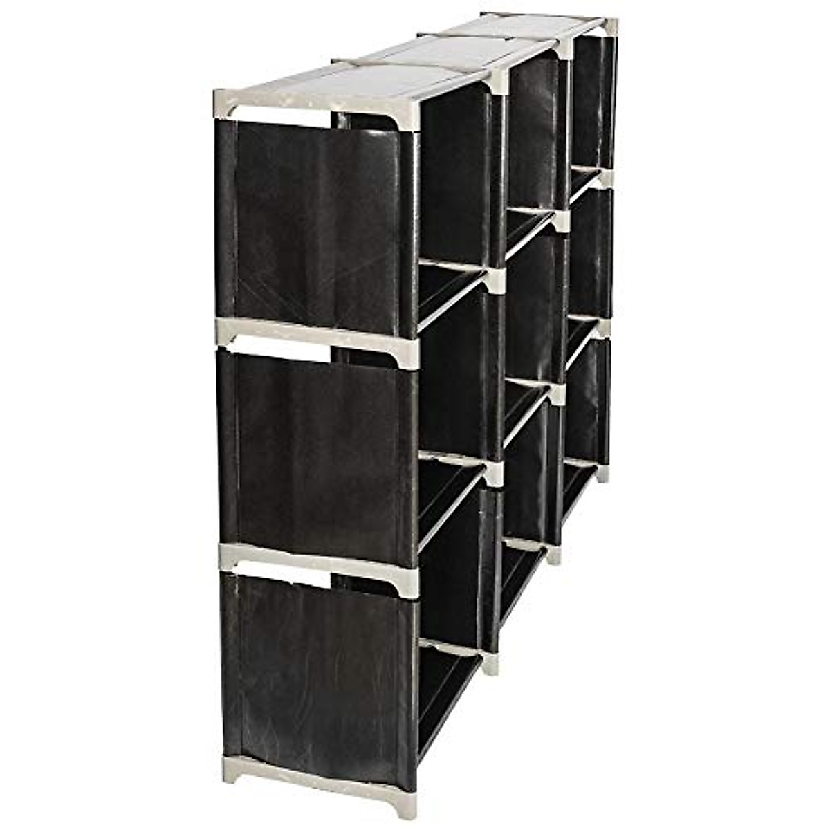 Realremhai Storage Shelf Black Assembled 3 Tiers 9 Compartments