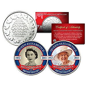 Queen Elizabeth *Longest Reigning* Set of 2 Royal Canadian Mint Medallion Coins