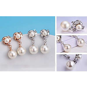 Acefeel Clip On Earring For Women White Pearl Non Pierced Clip Earrings